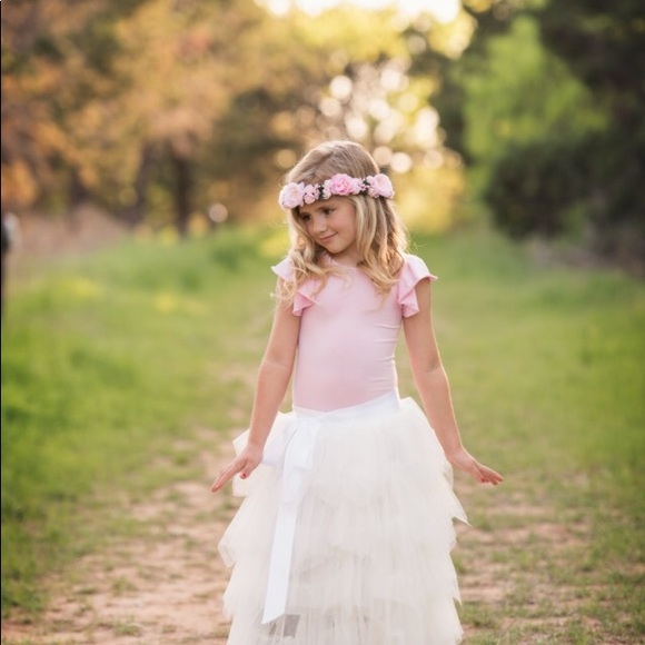 Bottoms | Girls Long White Ruffled Tulle Skirt Tutu | Poshmark
